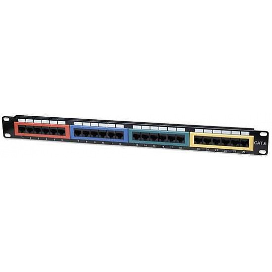 Intellinet Cat6 Color-Coded Patch Panel, 24-Port, 19" , UTP, 1U 513692